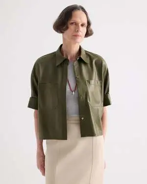 TWP Paper Leather Cropped Shirt