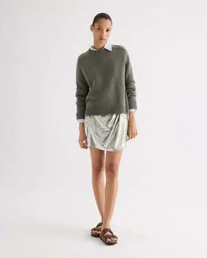 TWP Short Lover Skirt In Sequins - Quiet Grey