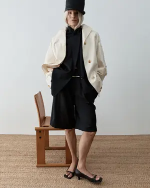 JOAEN Ila Pleated Wool Bermuda Shorts