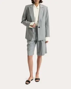 JOAEN Ila Pleated Wool Bermuda Shorts