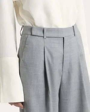 JOAEN Ila Pleated Wool Bermuda Shorts