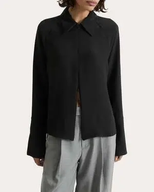 JOAEN Lea Silk Crepe Collared Shirt