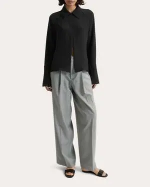 JOAEN Lea Silk Crepe Collared Shirt