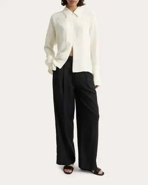 JOAEN Lea Silk Crepe Collared Shirt