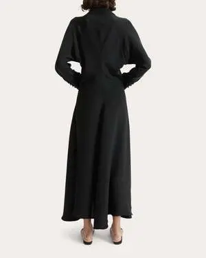 JOAEN Lea Silk Crepe Collared A-line Dress