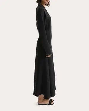 JOAEN Lea Silk Crepe Collared A-line Dress
