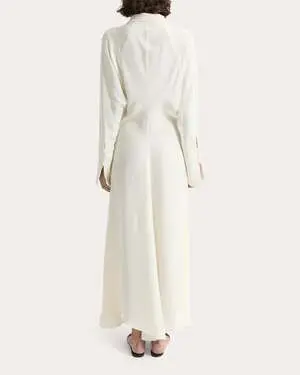JOAEN Lea Silk Crepe Collared A-line Dress