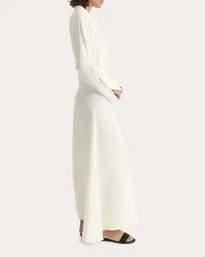 JOAEN Lea Silk Crepe Collared A-line Dress