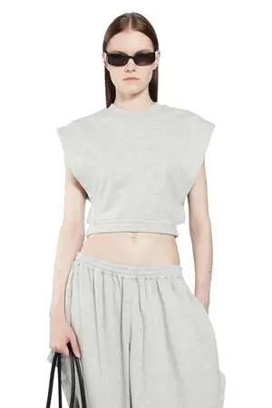 Alaïa Fleece Jersey Top - Grey