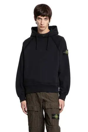 Stone Island Light Organic Cotton Fleece Hoodie - Black