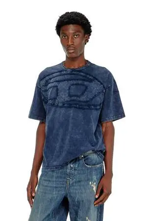 DIESEL® Relaxed Cotton T-shirt With Oval D Applique - Blue
