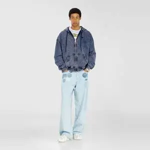 DIESEL® Zip-up Hoodie In Treated Cotton Fleece - Blue