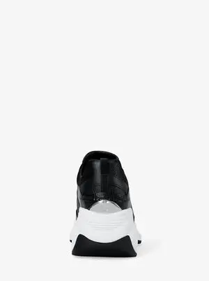 Michael Kors Kaia Mixed-media Trainer - Black