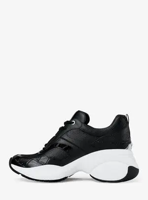 Michael Kors Kaia Mixed-media Trainer - Black