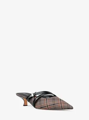 Michael Kors Yvette Plaid Print Kitten Mule