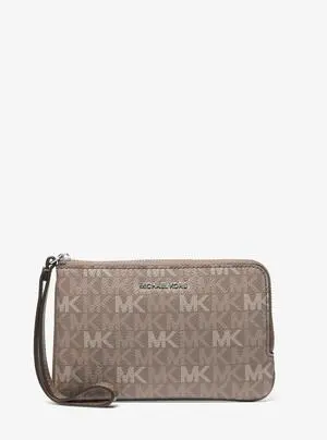 Michael Kors Jet Set Travel Small Signature Logo Wristlet - Grey