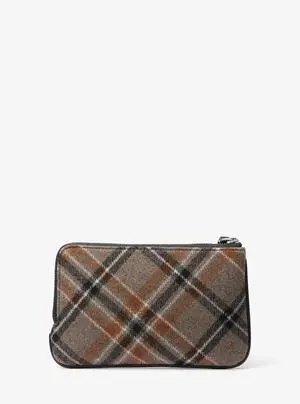 Michael Kors Jet Set Travel Plaid Print Wool Wristlet