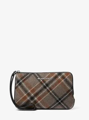 Michael Kors Jet Set Travel Plaid Print Wool Wristlet