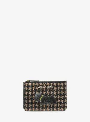 Michael Kors Jet Set Travel Small Printed Houndstooth Print Coin Pouch - Black