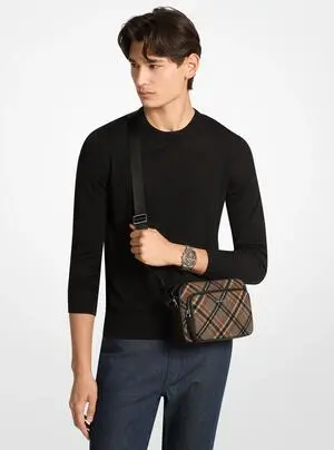 Michael Kors Cooper Plaid Wool Blend Flight Bag