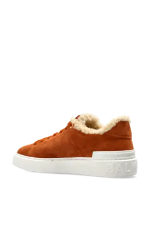 Balmain B-court Suede Sneakers With Wool Lining