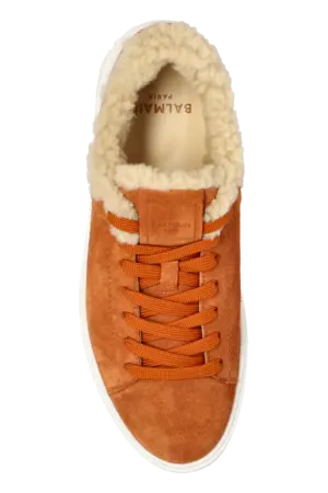 Balmain B-court Suede Sneakers With Wool Lining