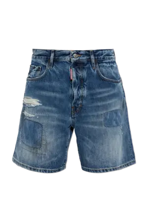 Dsquared2 Denim Shorts With A Vintage Effect - Blue