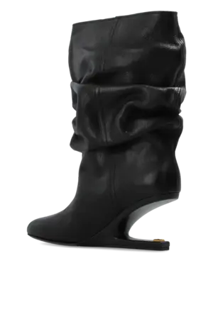 Balmain Leather Wedge Ankle Boots