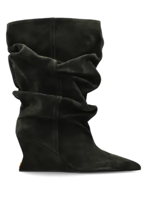 Balmain Suede Wedge Ankle Boots