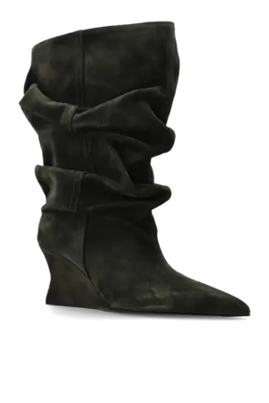 Balmain Suede Wedge Ankle Boots