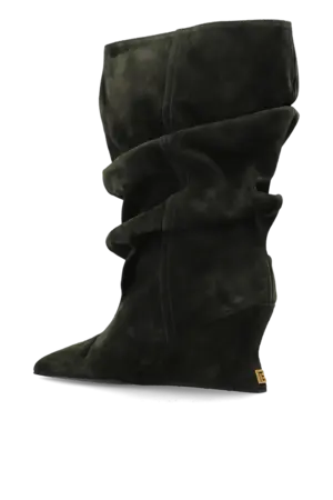 Balmain Suede Wedge Ankle Boots