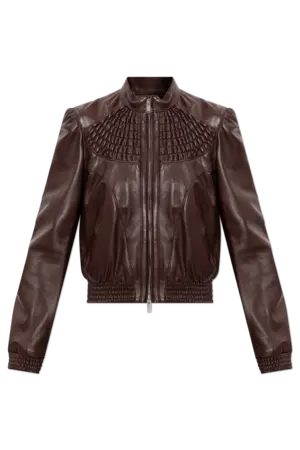 Alexander McQueen Leather Jacket With Stand-up Collar