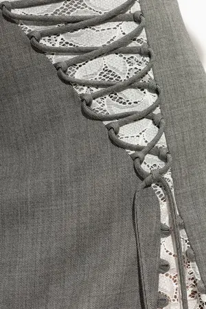 Alexander McQueen Wool Skirt With Lace Insert
