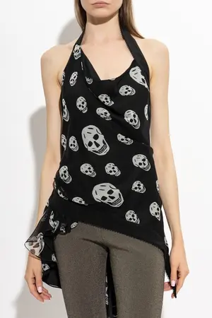Alexander McQueen Silk Top With Open Back