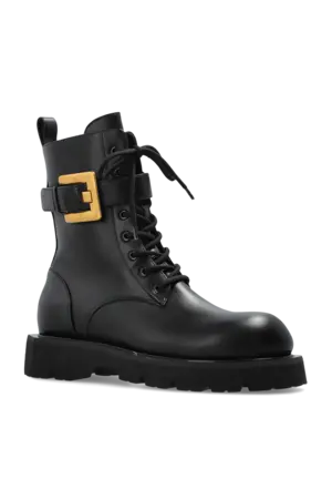 Balmain Leather Ankle Boots With Buckle