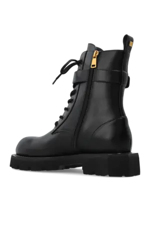 Balmain Leather Ankle Boots With Buckle
