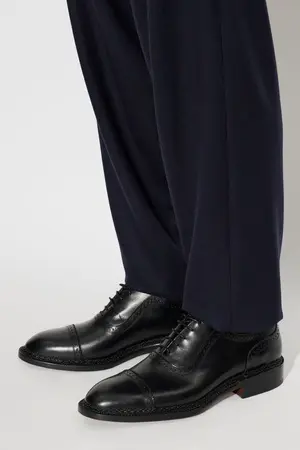 Kiton Leather Oxford Shoes With Cap Toe And Broguing