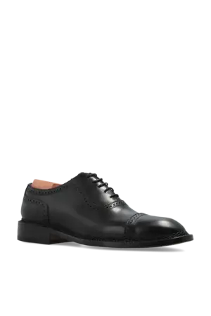Kiton Leather Oxford Shoes With Cap Toe And Broguing