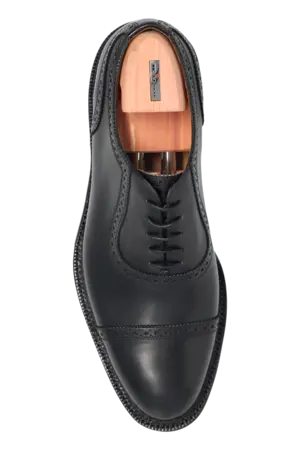 Kiton Leather Oxford Shoes With Cap Toe And Broguing