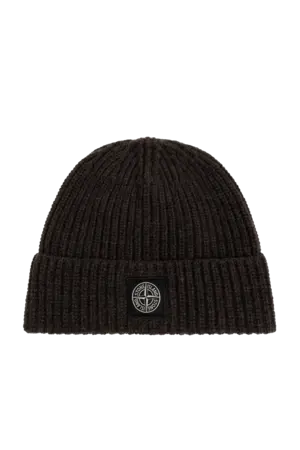 Stone Island Wool Beanie With Patch - Brown