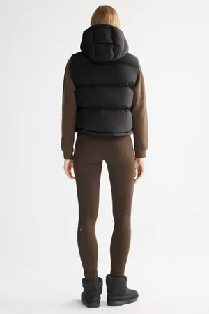 OROLAY Down Puffer Vest With Detachable Hood - Coffee