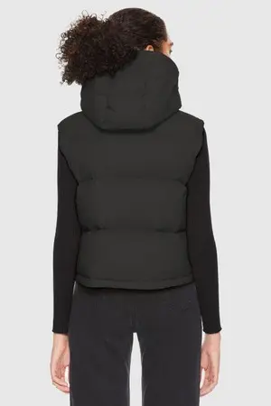 OROLAY Down Puffer Vest With Detachable Hood - Coffee