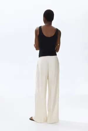 H&M Wide-leg Dress Pants - Cream
