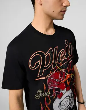 Philipp Plein Round Neck T-shirt Little Devil Crystal - Black