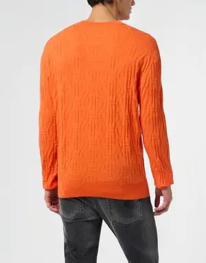 Philipp Plein Jacquard Round Neck Pullover Monogram - Orange