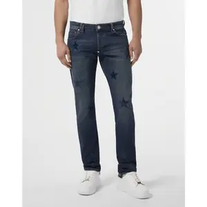 Philipp Plein Super Straight Cut Jeans Cocco Stars - Texasblue