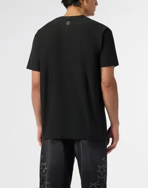 Philipp Plein Round Neck T-shirt Jacquard Hexagon Line - Black