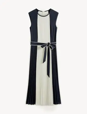HOBBS LONDON Hattie Pleated Tie-waist Midi Dress - Midnightivory