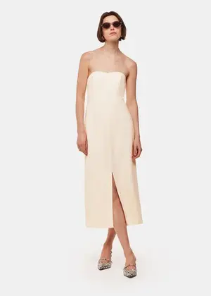 Whistles Bandeau Front Slit Midi Dress - Neutral