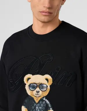 Philipp Plein Teddy Bear Embroidered Crewneck Sweatshirt